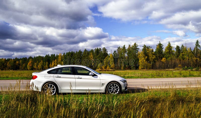 Luxury White Car and Autumn Colors Stock Image - Image of autumn ...