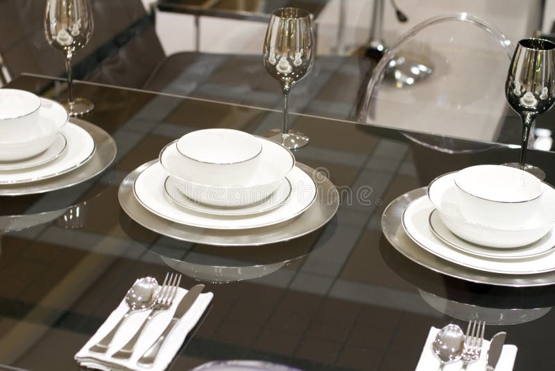 Luxury White Designer Dining Set Stock Image - Image of display, goods ...