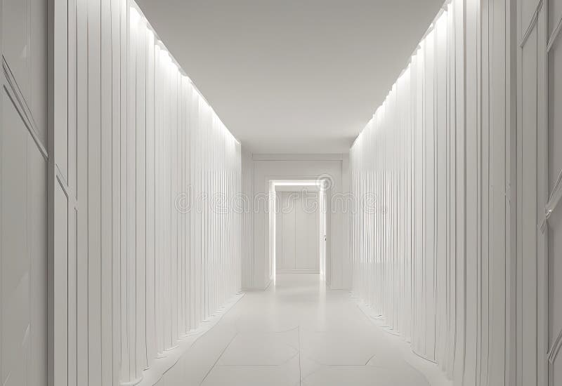 Luxury White Empty Hall with White Walls, Ceiling, and White Led Lights ...
