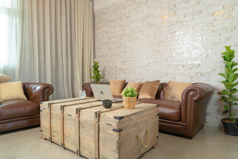 Luxury White Empty Modern Working Living Room with Computer Laptop ...