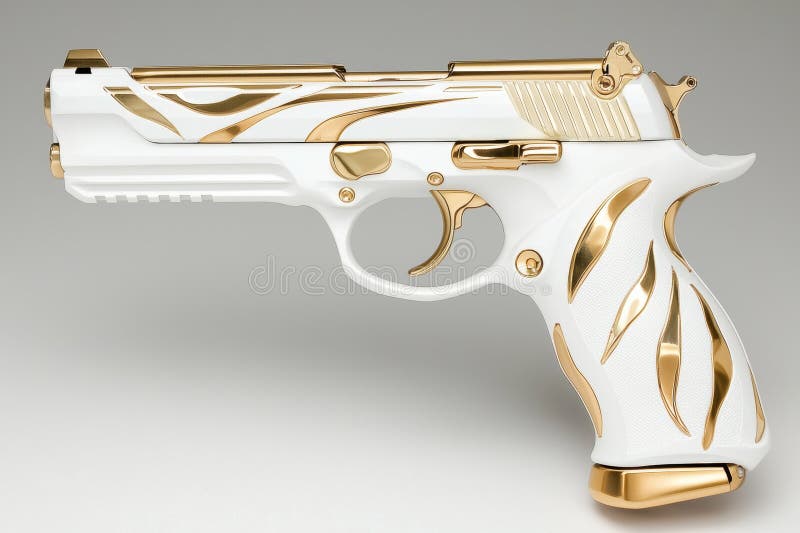 Luxury White and Gold Pistol Stock Illustration - Illustration of ...