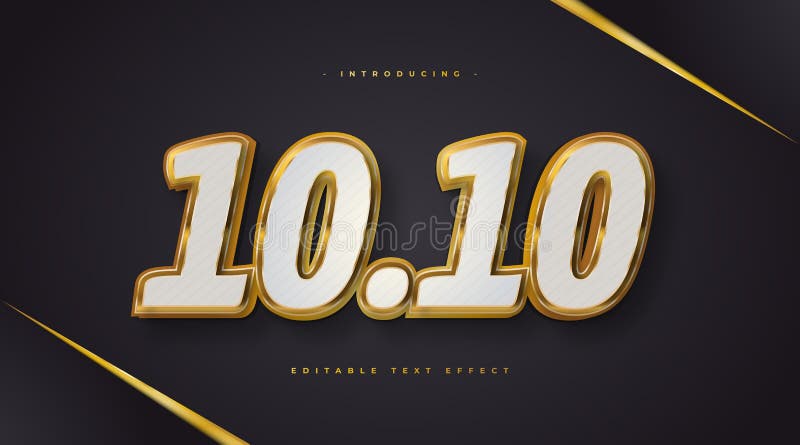 Luxury White and Gold Text Style with 3D Embossed Effect Stock Vector ...