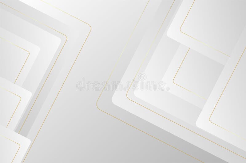 Luxury White Grey Rounded Rectangle Shape Background with Gold Line ...