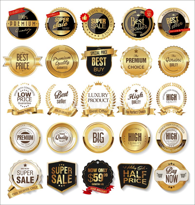 Luxury White Labels and Laurels Collection Illustration Stock Vector ...