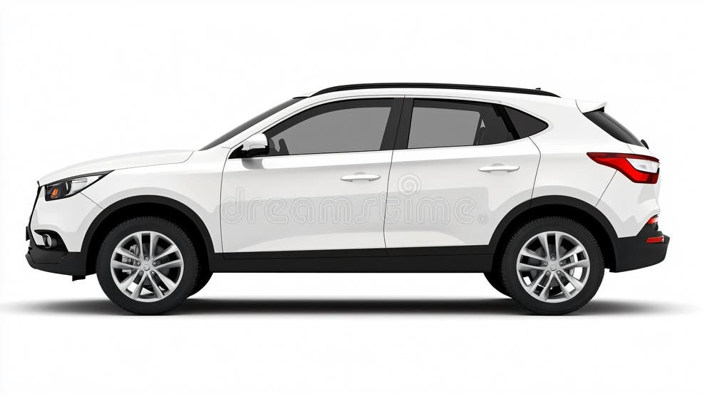 Luxury White SUV Car Side View Isolated on White Background for ...