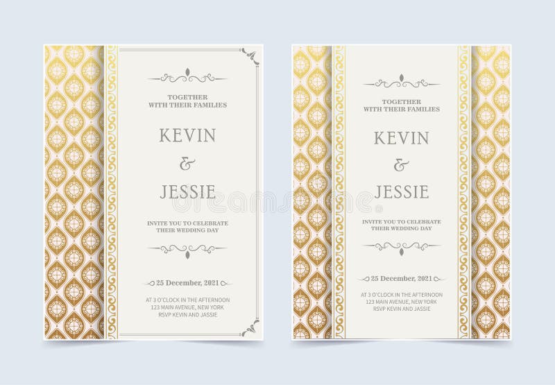 Luxury White Wedding Invitation in Pattern Stock Vector - Illustration ...