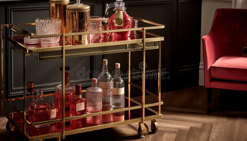Luxury Wine Bottle Collection on Wooden Shelf Generated by AI Stock ...