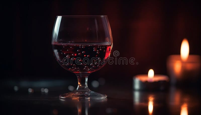 Luxury Wineglass Reflects Candlelight on Elegant Table at Night ...