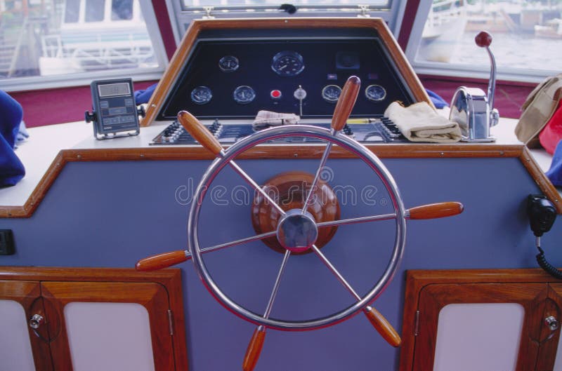 Luxury yacht helmsman stock photo. Image of wood, argentina - 301308884