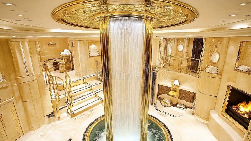 Luxury Yacht Indoor Waterfall Spa Relaxation Stock Image - Image of ...
