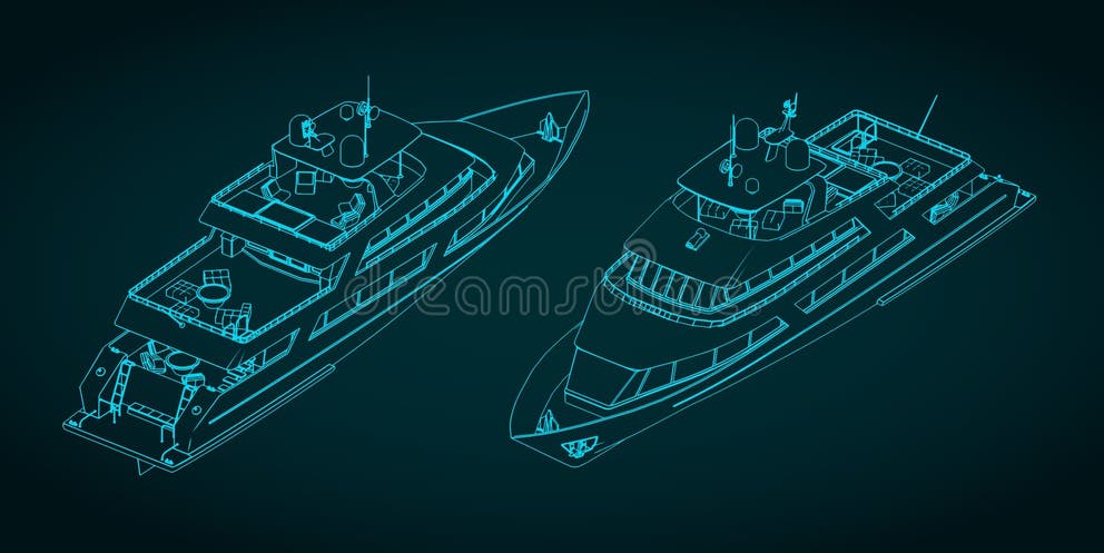 Luxury Yacht Isometric Blueprints Stock Vector - Illustration of travel ...