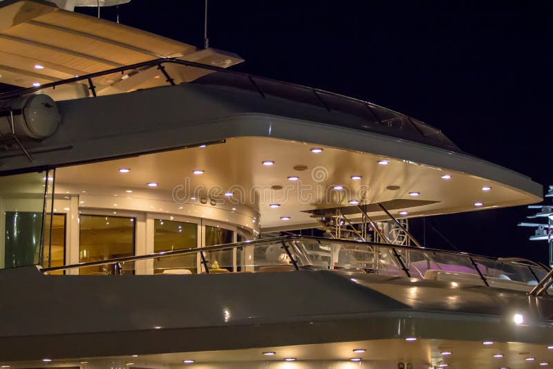 Luxury yacht in the night stock photo. Image of journey - 103650788
