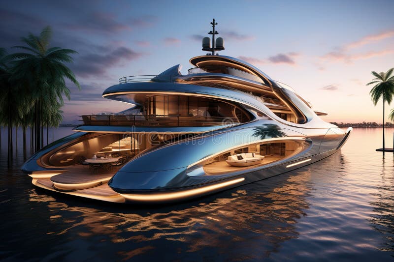 Luxury Yacht in Ocean Near Shore Stock Photo - Image of tropical, boat ...