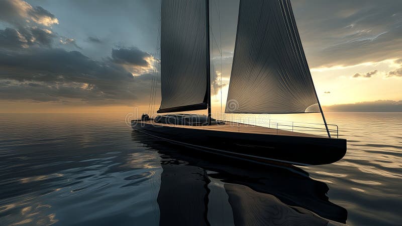 Luxury Yacht Sailing through Calm Waters, Sleek Design.. Stock Image ...