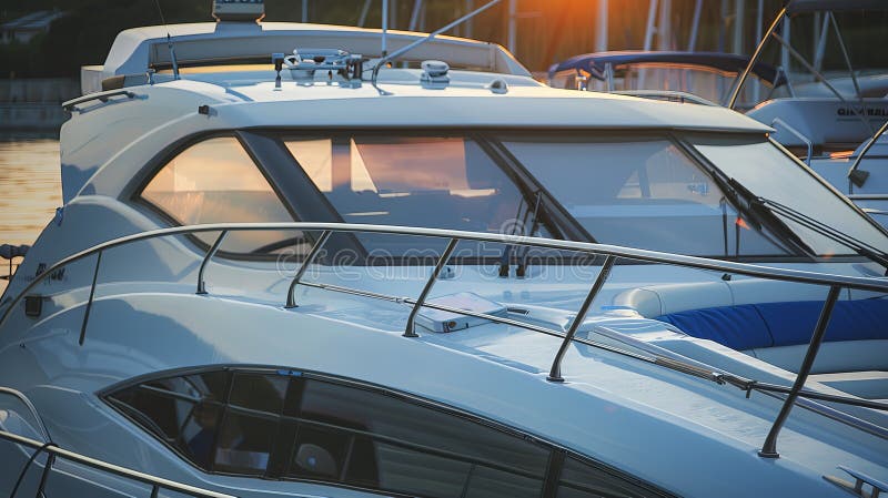 Luxury Yacht at Sunset in Marina with Sunlit Reflections and Elegant ...