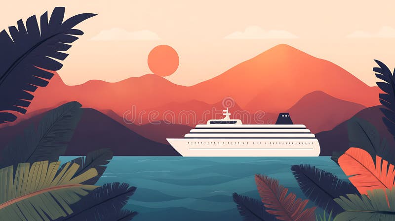 Luxury Yacht at Sunset in Tropical Bay Pixel Art Stock Illustration ...