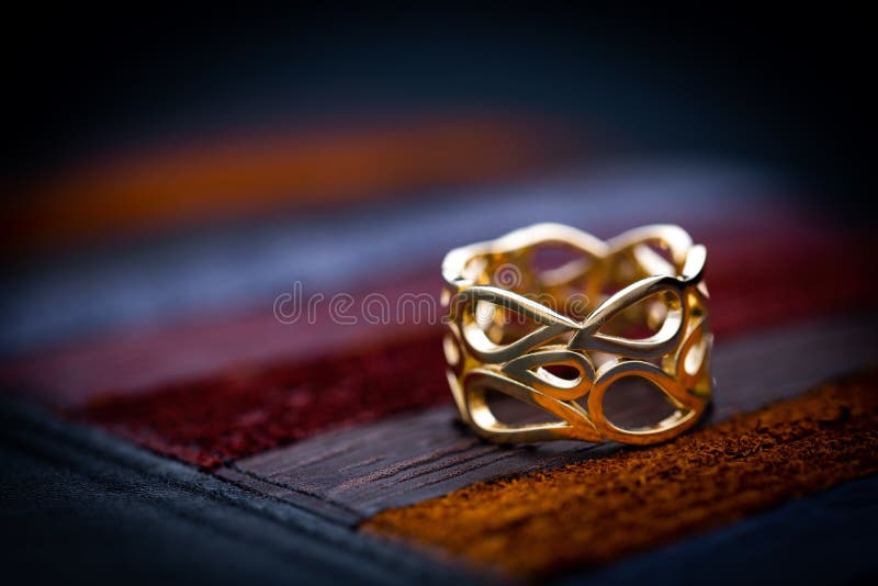 Luxury Yellow Gold Ring on Leather Background Stock Image - Image of ...
