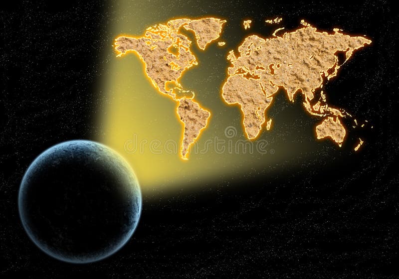 Luz De Mapa Do Mundo Da Terra Imagem de Stock - Imagem de sunbeam, mapa ...