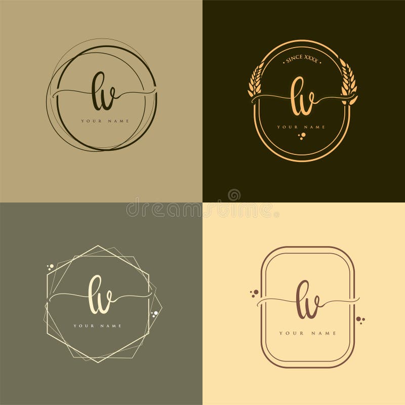 LV Initial Handwriting Logo Vector Sets. Hand Lettering Initials Logo ...