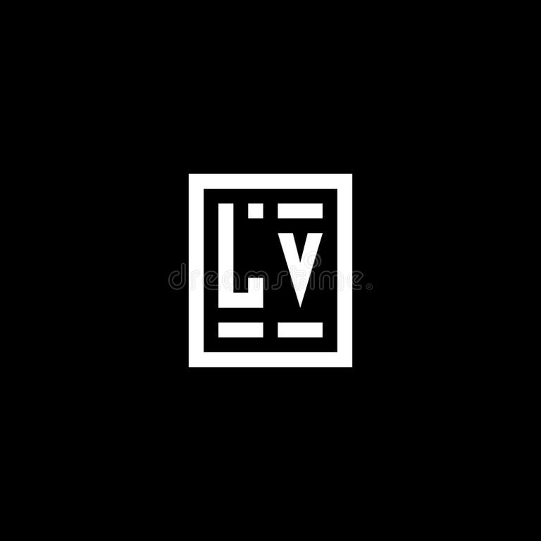 LV Initial Logo with Square Rectangular Shape Style Stock Vector ...