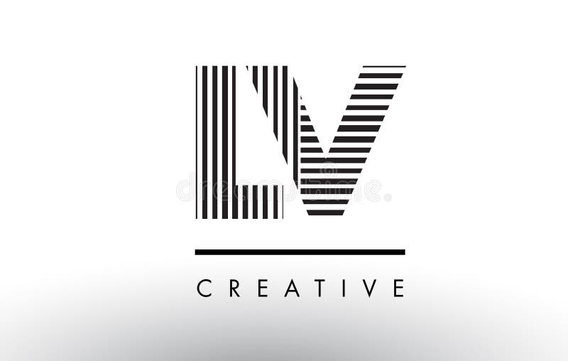 LV L V Black and White Lines Letter Logo Design. Stock Vector ...