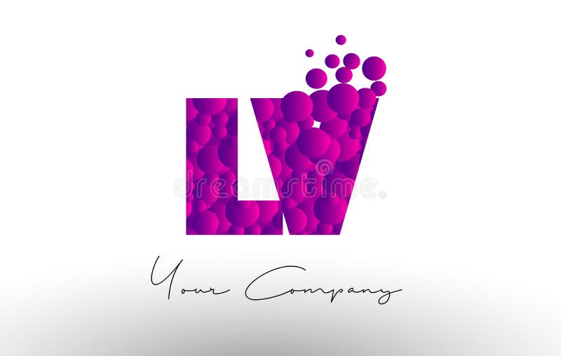 LV L V Dots Letter Logo with Purple Bubbles Texture. Stock Vector ...