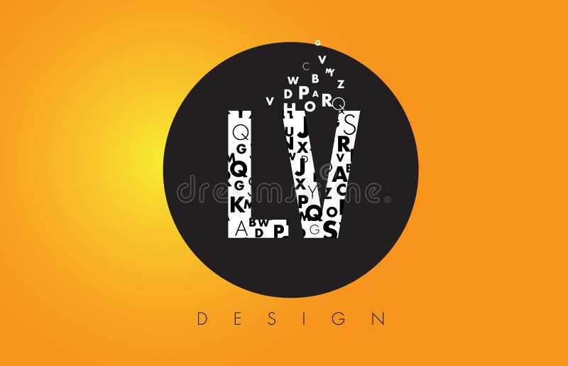 LV L V Logo Made of Small Letters with Black Circle and Yellow B Stock ...