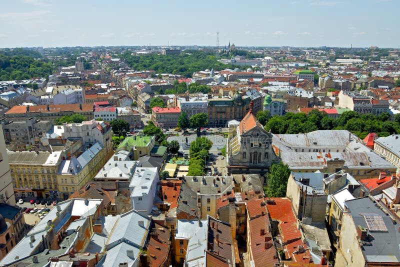 Lviv Aerial View stock image. Image of brown, buildings - 40962469