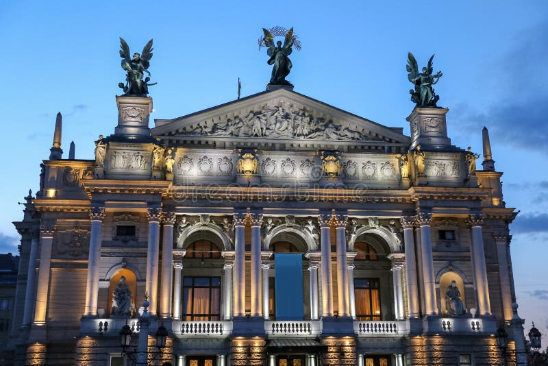 Lviv Opera House in Ukraine Stock Image - Image of lighting, europe ...