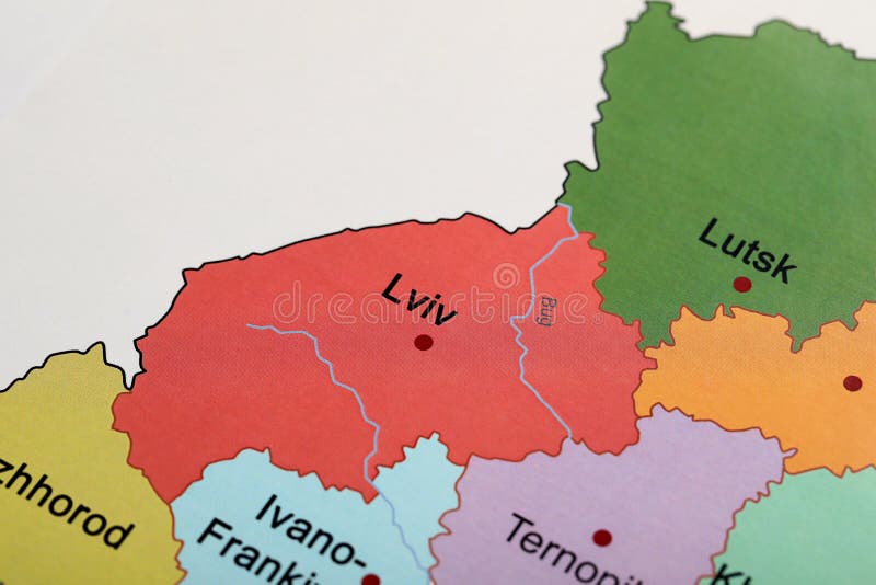 Lviv Region on Map of Ukraine, Closeup Stock Photo - Image of contour ...