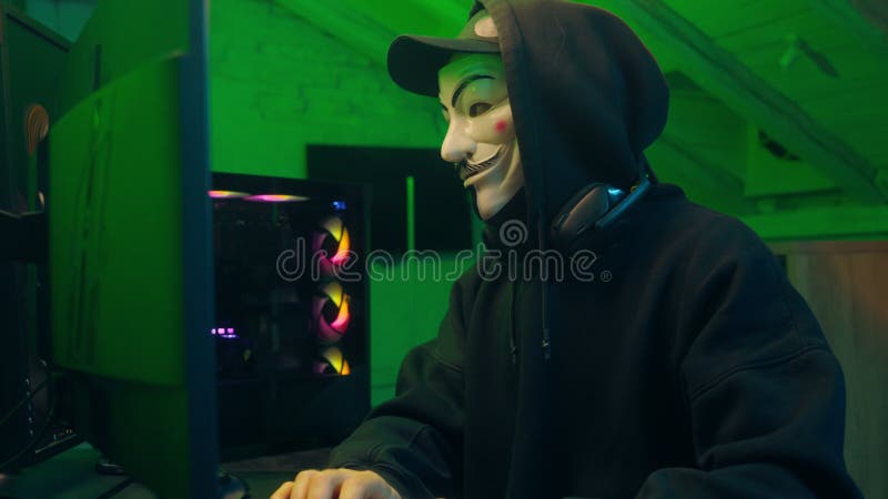 Lviv, Ukraine - June 03, 2024: Hands Man Anonymous Hacker Programmer ...