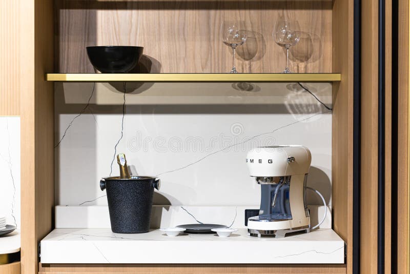 SMEG Coffee Machine in Kitchen Editorial Photography - Image of brand ...