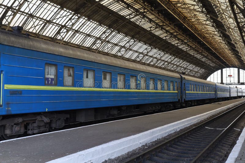 LVIV, UKRAINE - May 05, 2021: Ukrainian Train at the Station Editorial ...