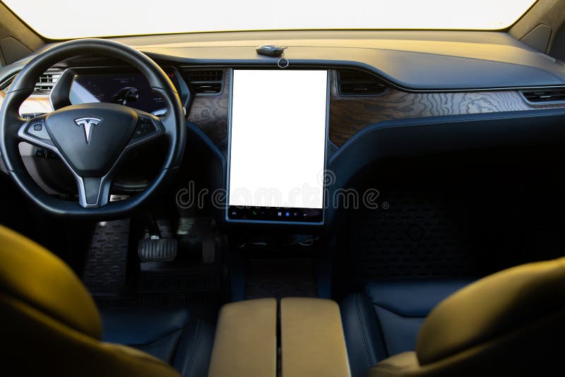 Lviv, Ukraine - October 17, 2022: Interior of Tesla Model X Electric ...