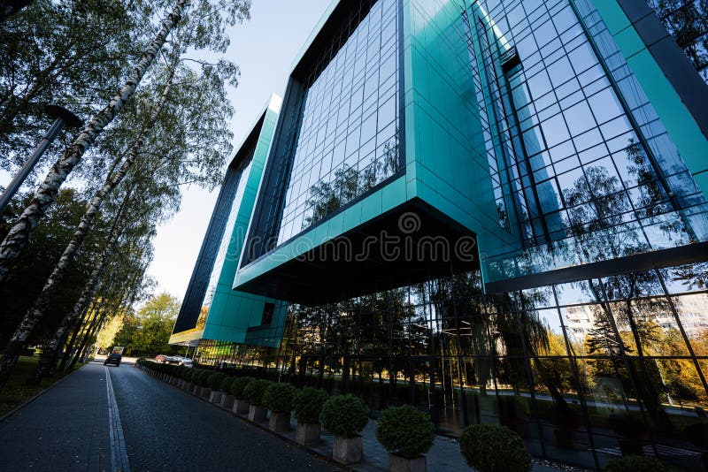 Lviv, Ukraine - October 09, 2022: Modern Turquoise Building, Office ...