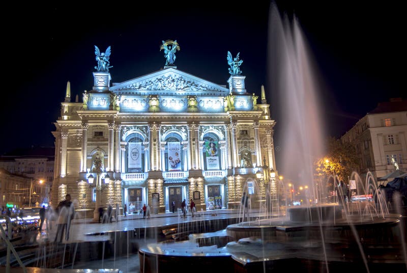 Lviv, Ukraine - September 30, 2016: Lviv Opera House in the Evening ...