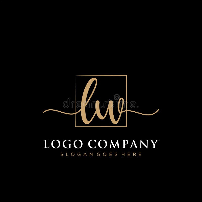 LW Initial Handwriting Logo with Rectangle Template Vector Stock Vector ...