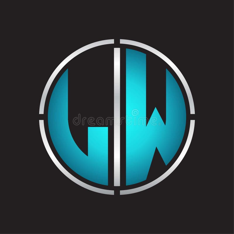 LW Logo Initial with Circle Line Cut Design Template on Blue Colors ...
