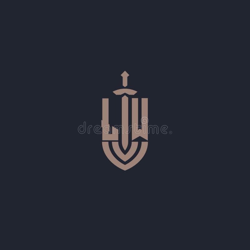 LW Logo Monogram with Sword and Shield Style Design Template Stock ...