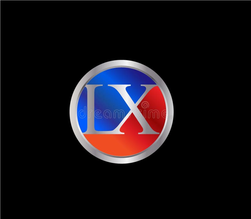 LX Initial Circle Shape Red Blue Silver Color Later Logo Design Stock ...