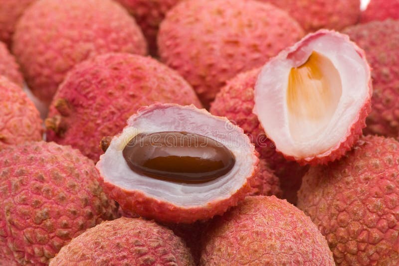 Ripe lychee fruit stock photo. Image of leafy, details - 17476044