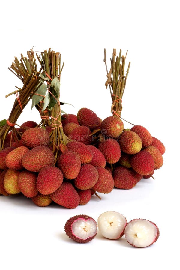 Lychee, Bunch of Fresh Lychees Isolated on White Stock Photo - Image of ...