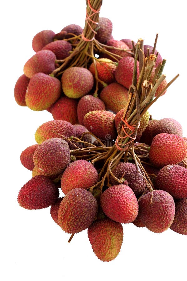 Lychee. Bunch of Fresh Lychees on White Background Stock Photo - Image ...