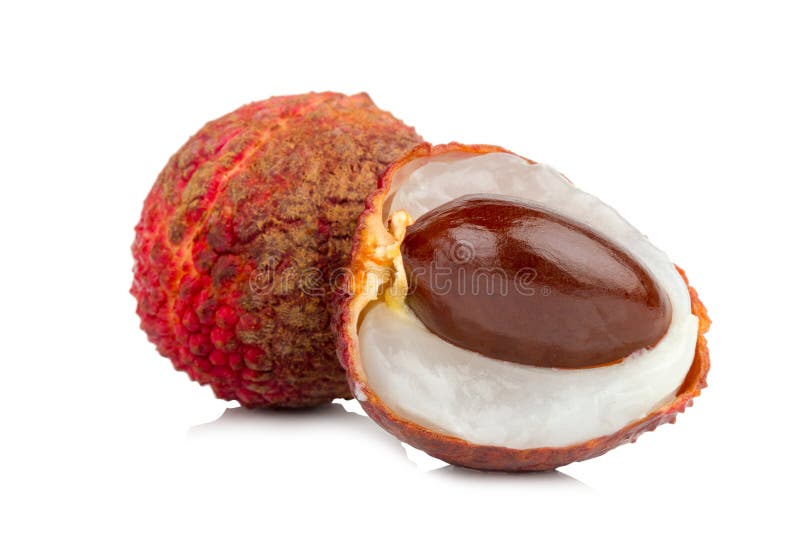 Lychee Fresh Isolated on White Background Stock Photo - Image of brown ...