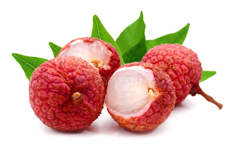 Lychee. Fresh Lychees Isolated on White Background. Stock Image - Image ...