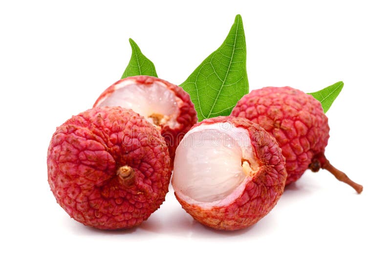 Lychee. Fresh Lychees Isolated on White Background. Stock Image - Image ...