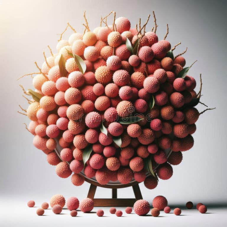 Lychee Fruit Display with Bright Studio Light on White Background Stock ...