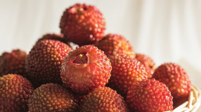 Lychee Fruit Display with Bright Studio Light on White Background Stock ...
