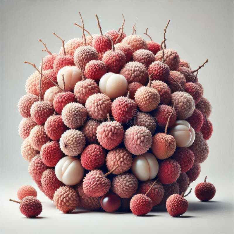 Lychee Fruit Display with Bright Studio Light on White Background Stock ...