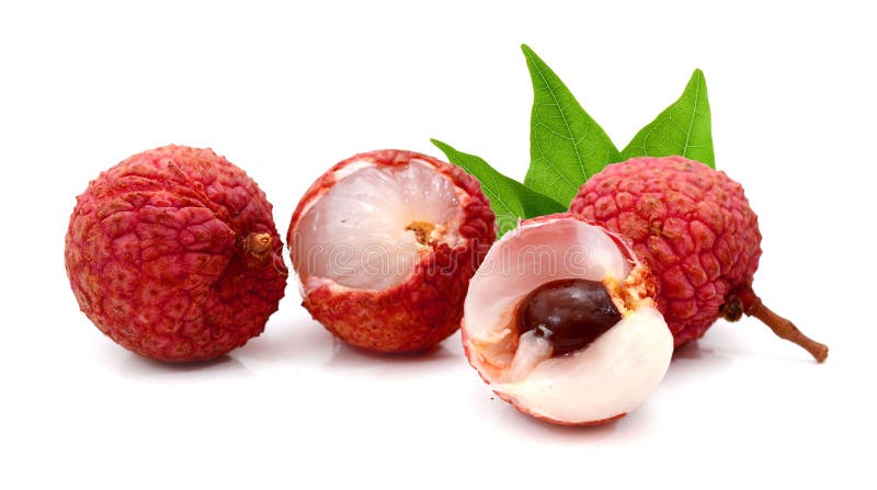 Fresh Lychees Litchi Chinensis Isolated. Food, Berry. Stock Image ...